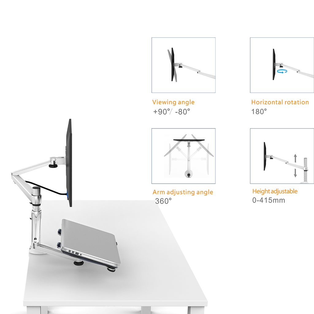 Adjustable Laptop & Monitor Dual Desk Mount Bracket - Thingy Club